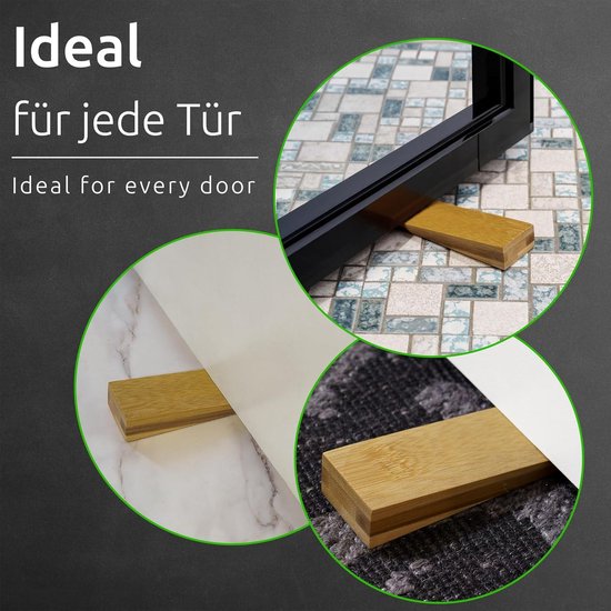 4x Deurstopper van Bamboe en Rubber - Deurwiggen voor alle deuren ...