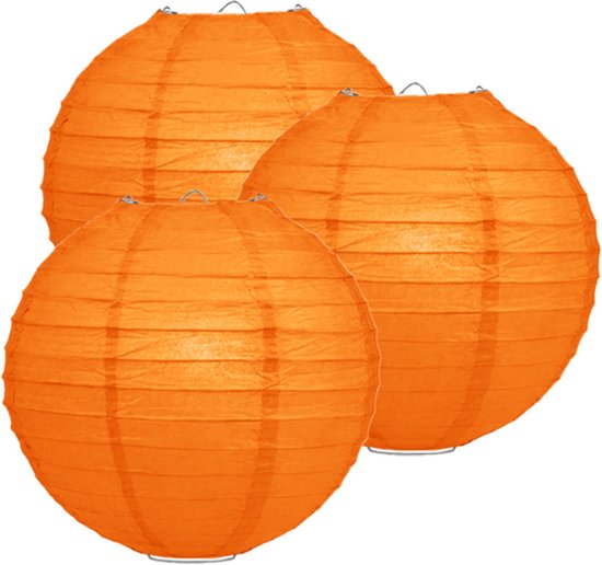 Luxe bol feest lampion - 3x - oranje - dia 35 cm - papier -... | bol