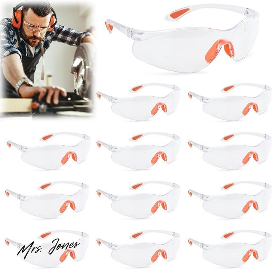 Mrs. Jones Veiligheidsbril set van 12 veiligheidsbrillen - transparante ...