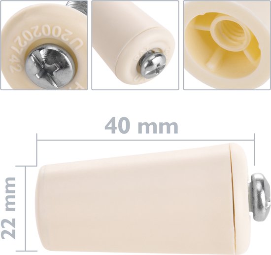 PrimeMatik - Blinde stop van 40 mm in ivoor | bol