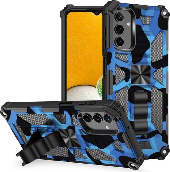 Samsung A53 hoesje rugged extreme backcover met kickstand Camouflage - Blauw | bol