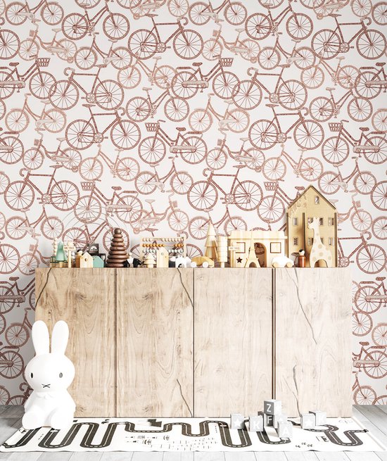 Roomblush - Behang Bikes - Roest - Vliesbehang - 200cm x 285cm | bol.com