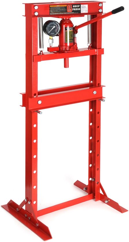 Hydraulische werkplaatspers 12 ton met manometer - hoogte verstelbaar ...