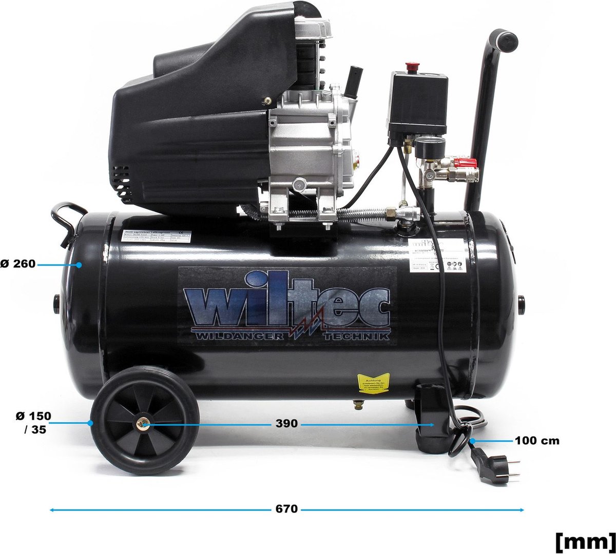 Luchtcompressor met 50 liter ketel, 1500W 2pk 212 l/min | bol.com