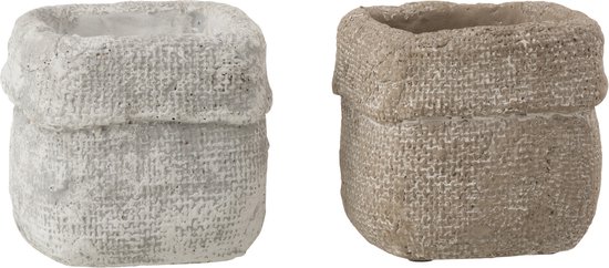 J-Line Bloempot Cement Wit+Beige Medium Assortiment Van 2 - Ø 10 cm - 2 ...