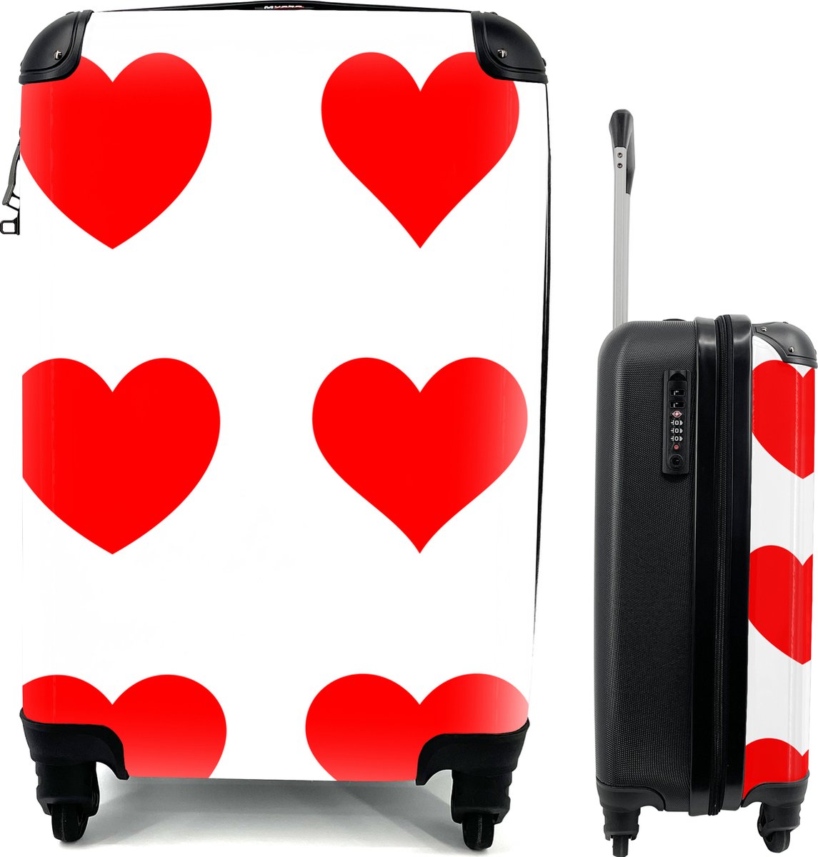 MuchoWow® Koffer - Een illustratie met negen rode hartjes - Past binnen ...