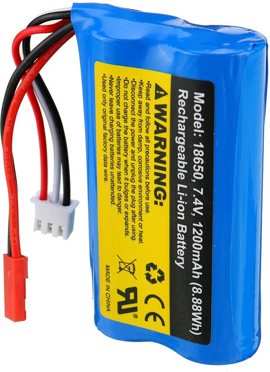 Lipo Accu 7,4V 1200 mAh voor RC Voertuig met JST Aansluiting - Batterij ...