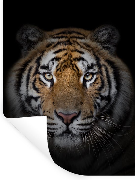 Muurstickers - Sticker Folie - Tijger - Wilde dieren - Portret - Zwart - Dieren -... | bol.com