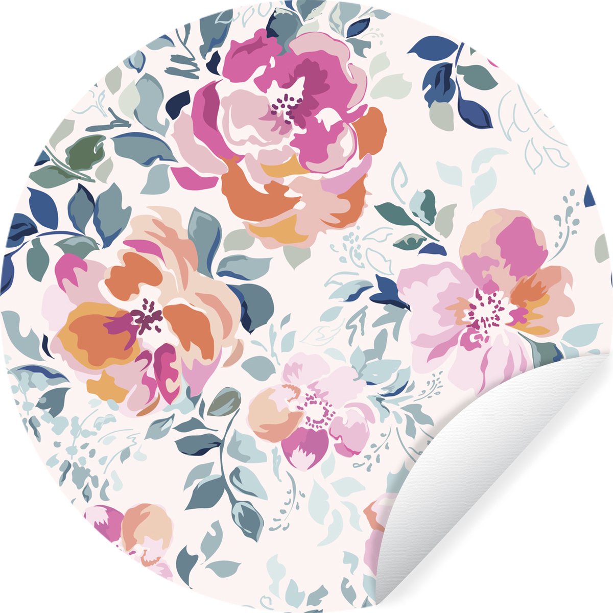 WallCircle - Muurstickers - Behangcirkel - Bloemen - Rozen - Waterverf - 30x30 cm -... | bol.com