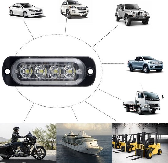 Grill Stroboscoop Flitsers Oranje / Geel LED Zwaailichten (set) [Grillflitsers -... | bol