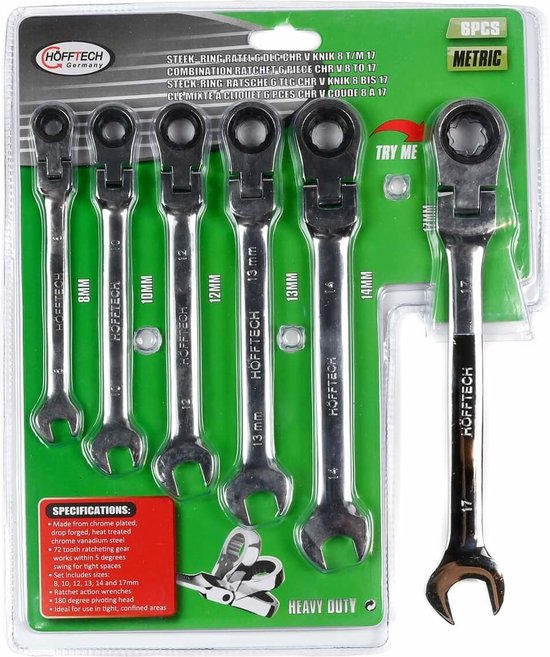 Hofftech Steek - Ring Ratel Knik - 8 mm tot en met 17 mm | bol.com
