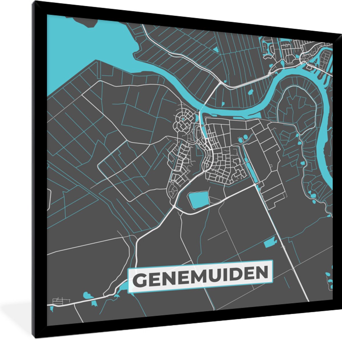 Fotolijst incl. Poster - Stadskaart - Kaart - Genemuiden - Plattegrond ...