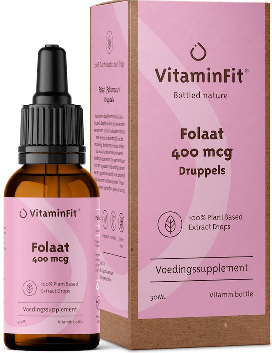 VitaminFit - Folaat 400 mcg (5-MTHF) Druppels - Voedingssupplement- 100 ...