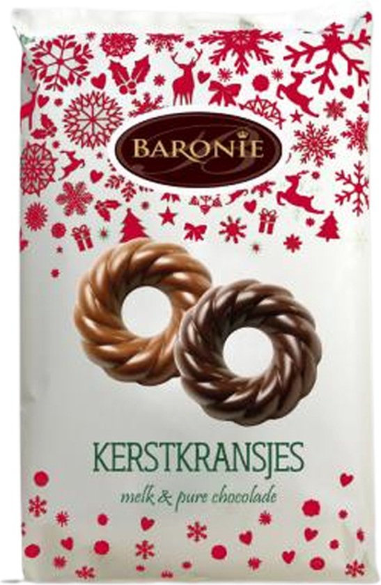Baronie - Kerstkransjes Melk & Pure Chocolade - 4x150 gram - Kerst ...