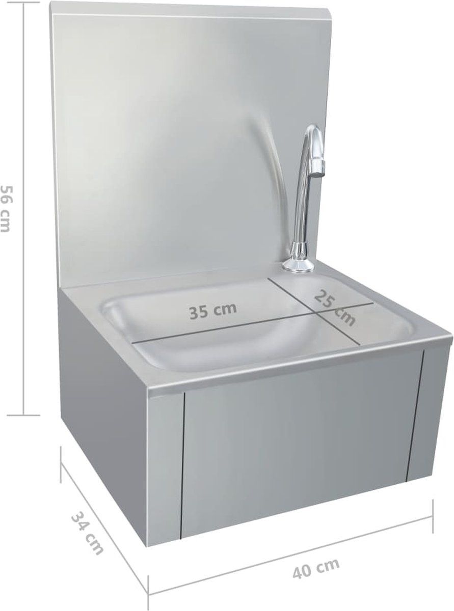 vidaXL Wasbak met kraan en zeepdispenser roestvrij staal | bol.com