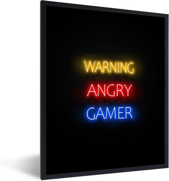 Game Poster - Gaming - Quotes - Warning angry gamer - Neon - 30x40 cm | bol