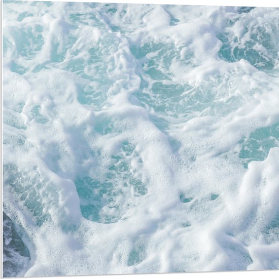 WallClassics - PVC Schuimplaat- Schuim van de Golven op Zee - 80x80 cm ...