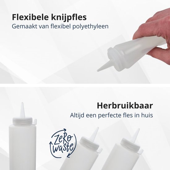 Veluw Doseerfles Knijpfles Transparant - 700ml - Ø7x(H)24cm ( Set van 6 ...