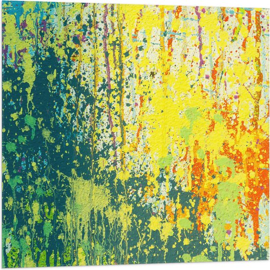 Vlag - Gele, Groene en Oranje Vlekken - 80x80 cm Foto op Polyester Vlag ...