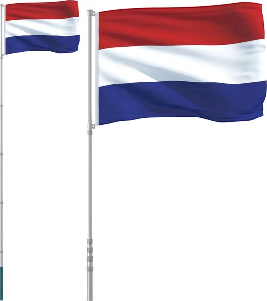 vidaXL-Vlag-met-vlaggenmast-Nederland-5,55-m-aluminium | bol