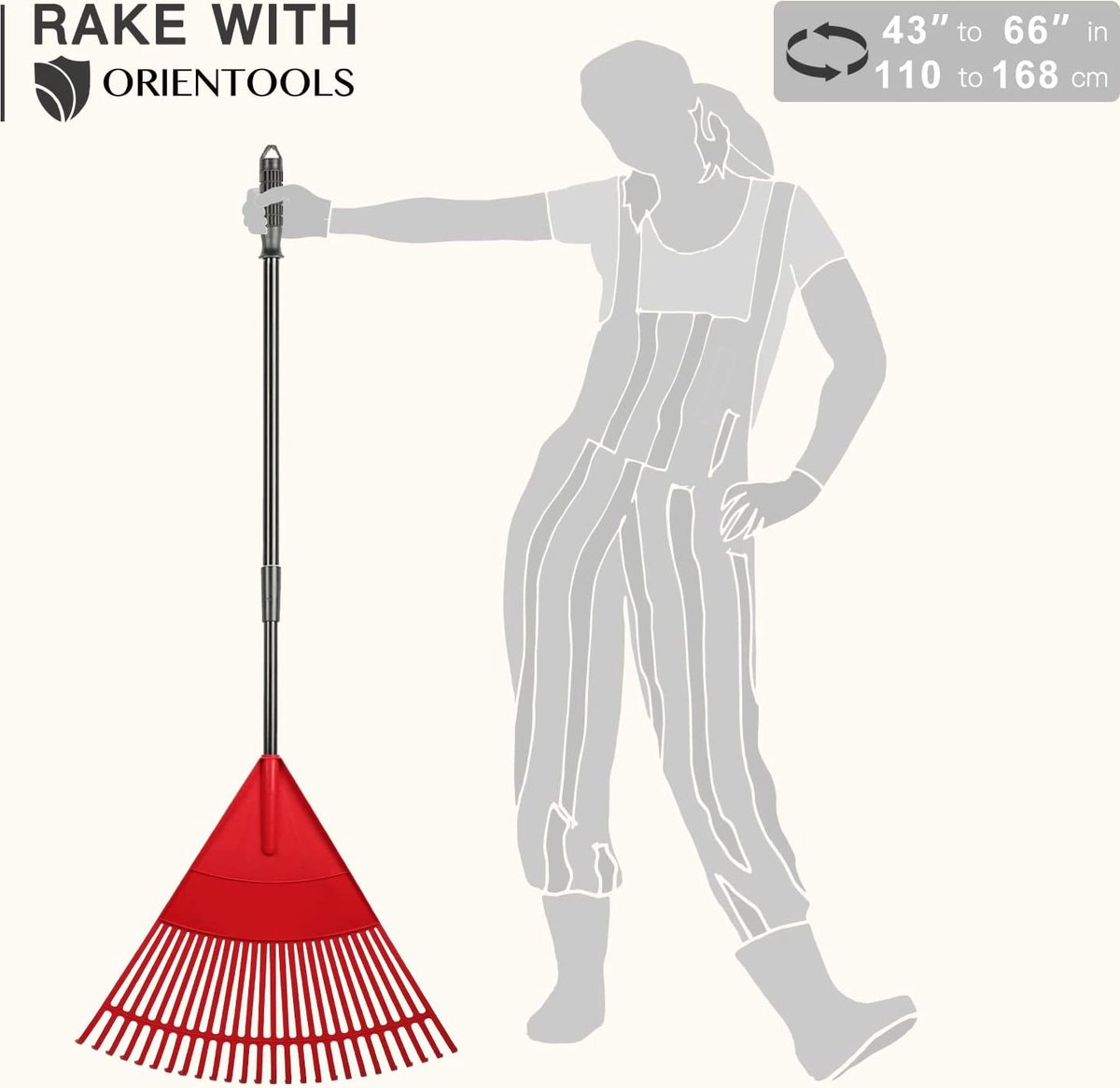 Hark for tuinhark, plastic bladbezem, 26 tanden plastic kop, 110 tot ...