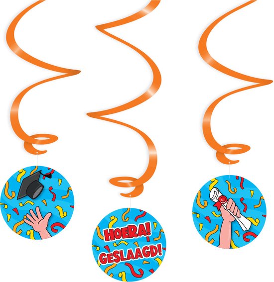Geslaagd thema party hangdecoraties - plastic - blauw/rood - set van 9x ...