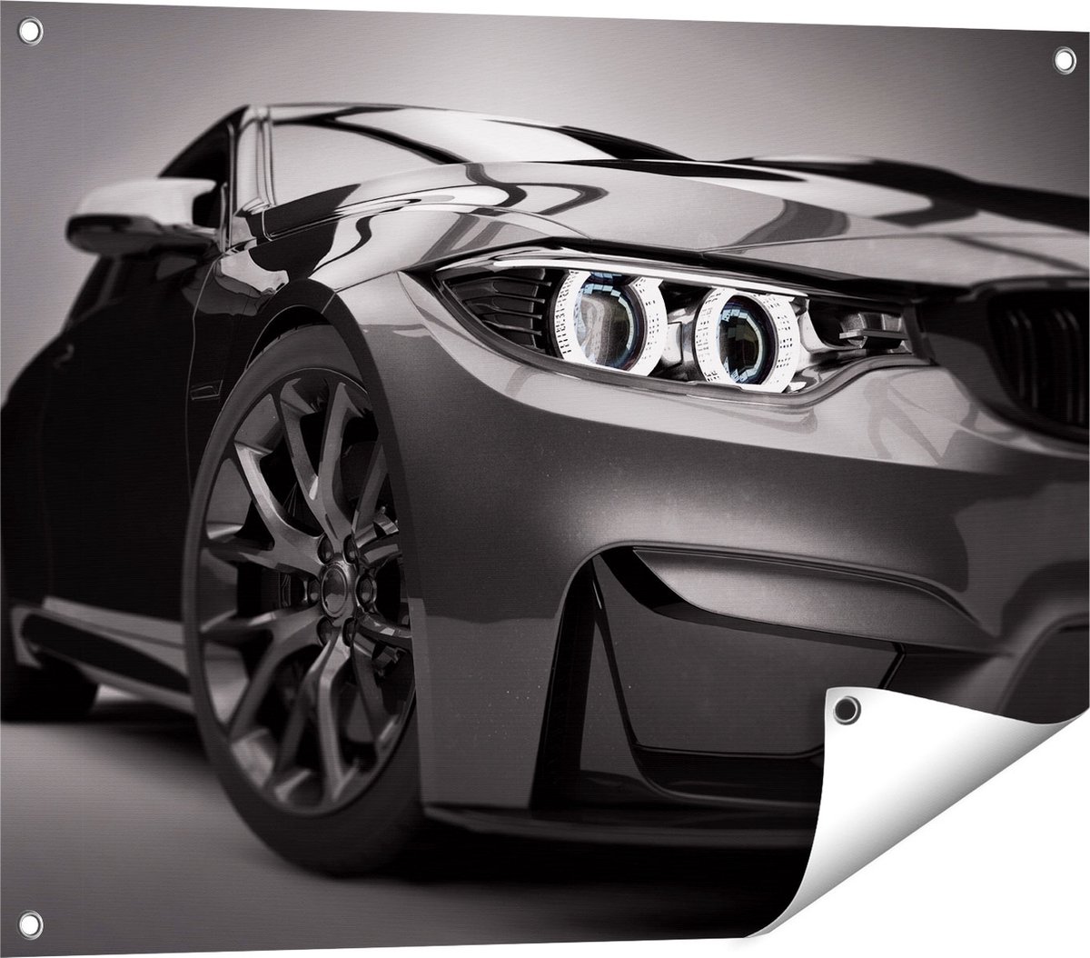 Gards Tuinposter Grijze Sportwagen Auto - Zwart Wit - 80x60 cm ...