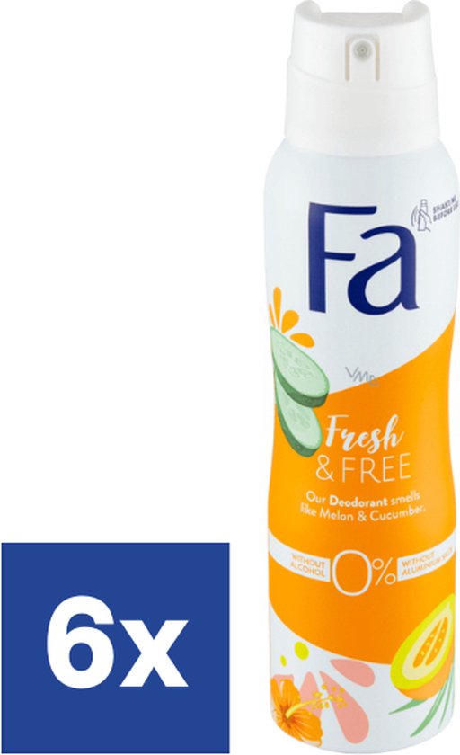 Fa Fresh & Free Komkommer & Meloen Deo Spray - 6 x 150 ml | bol
