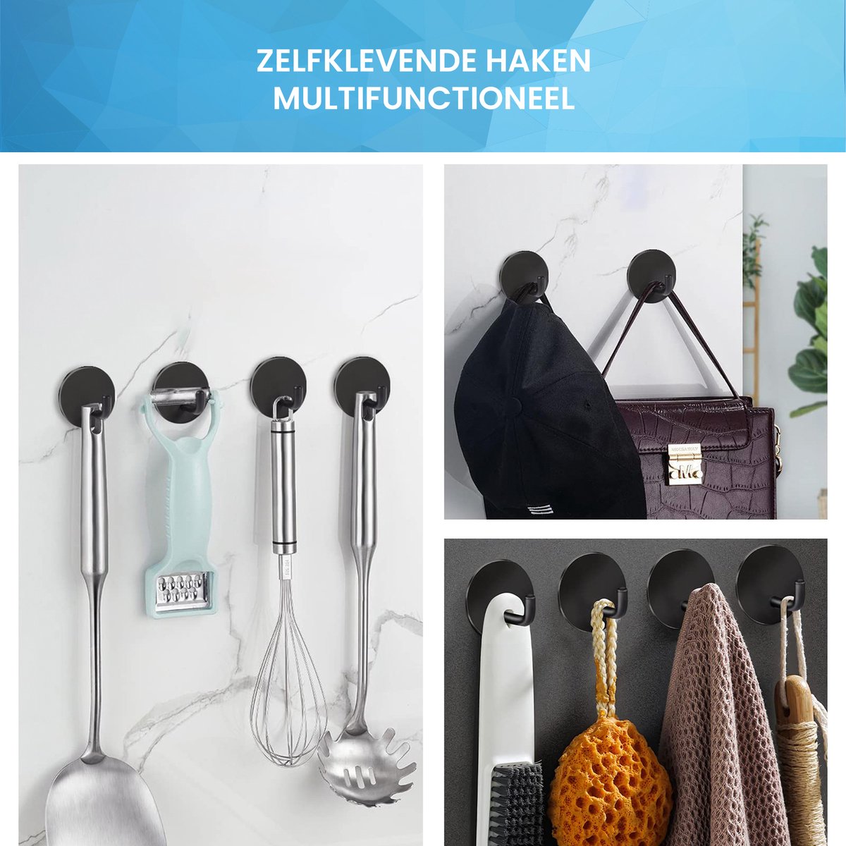 YONO Zelfklevende Haakjes met Scheermeshouder - Wandhaak Badkamer en ...