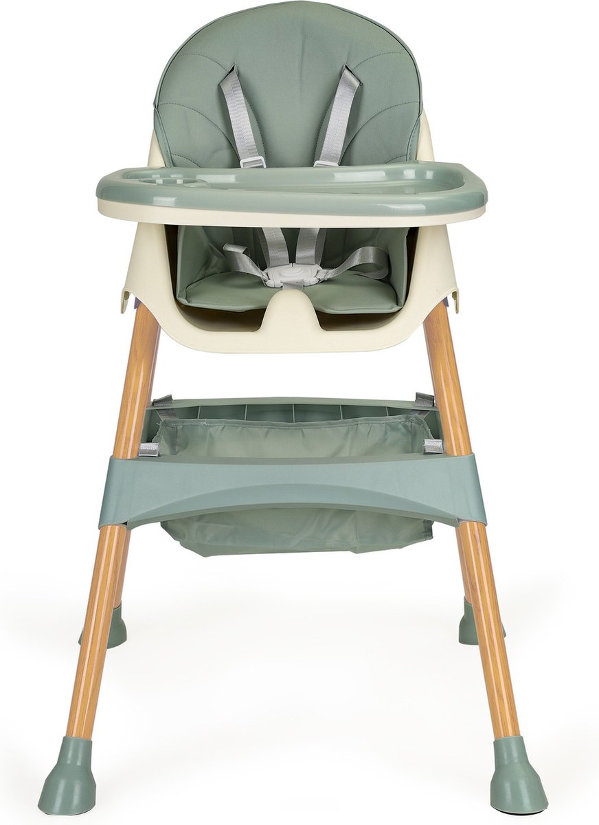 Kinderstoel - verstelbare poten - 2-in-1 - mintgroen en hout | bol.com