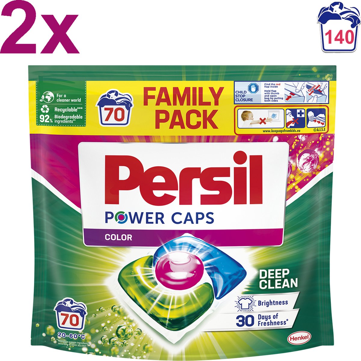 Persil - 3in1 Color Power Caps - Capsules de lavage - Dosettes de ...