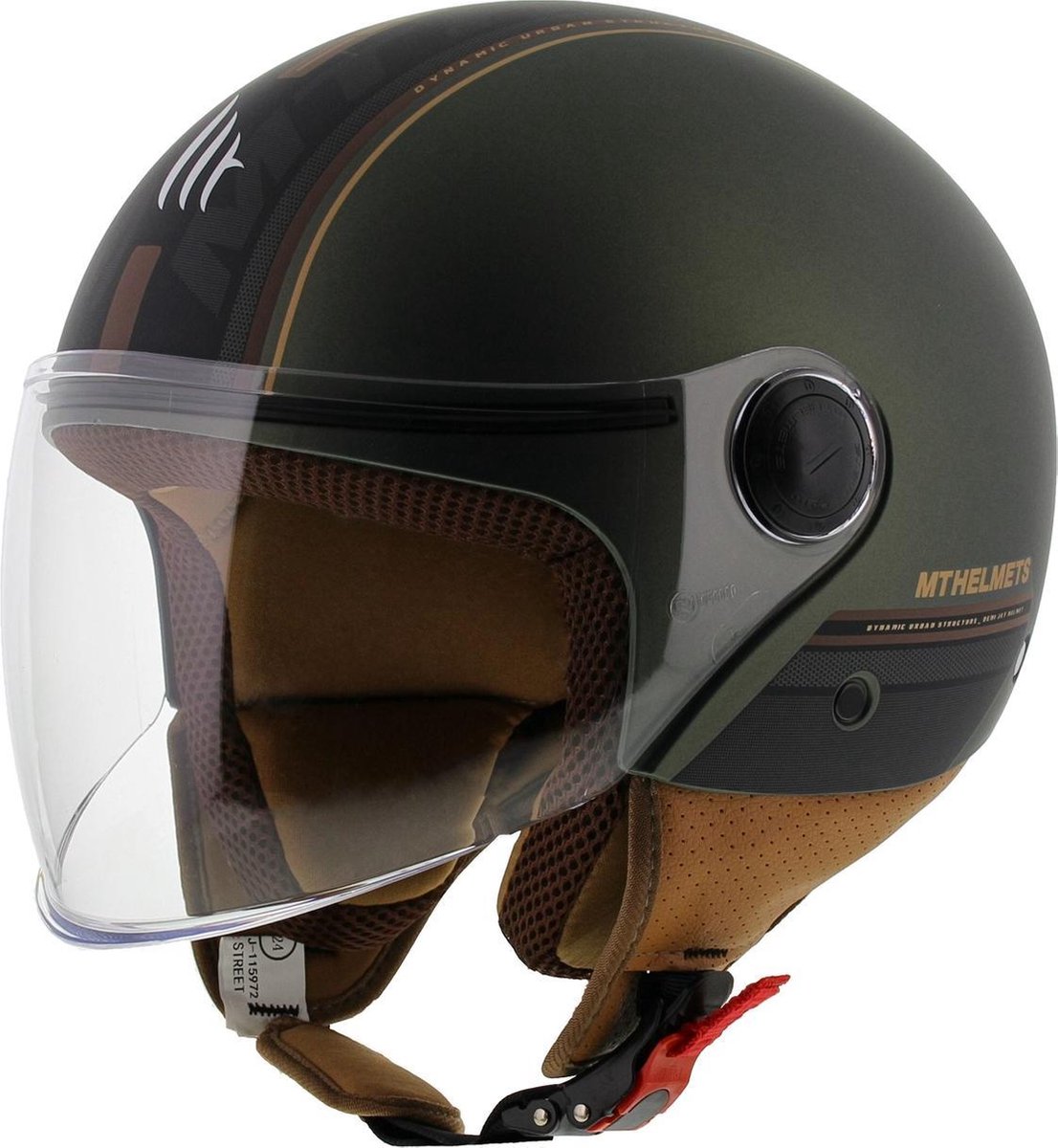 MT Street Entire - scooterhelm motor helm - mat groen bruin XS | bol