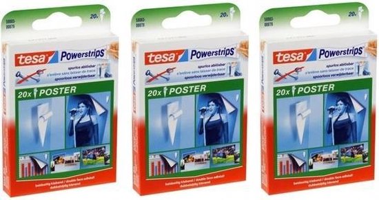 60x Tesa posters ophangen strips/plak gummetjes zelfklevend | bol
