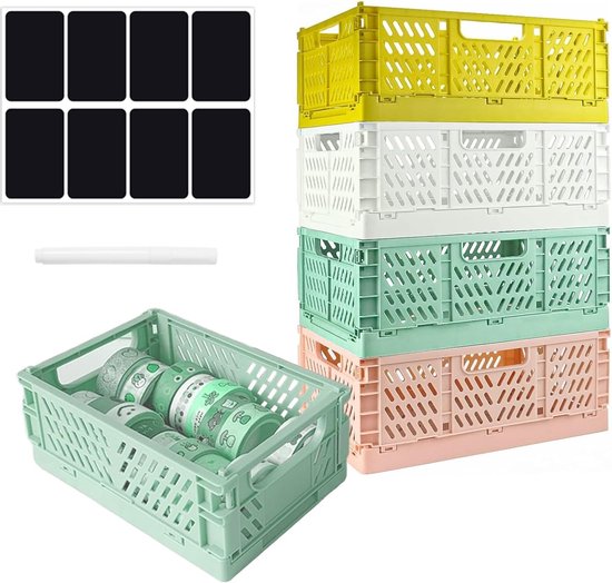 Klapbox, 4 stuks klapkist, kunststof klapmand, kleine vouwdoos, kleine ...