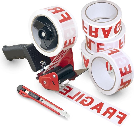 Antibacterieel Taperoller met 5 Rollen - Fragile Verpakkingstape 960 mm ...