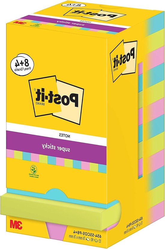 Super Sticky Notes Cosmic Colour Collection 76 mm x 76 mm - 90 Vellen ...