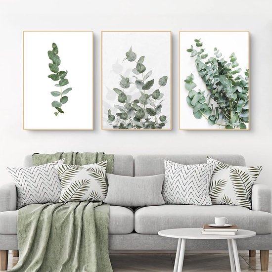 Set van 3 hoogwaardige posters, moderne groene plantenposterset, foto's, afbeeldingen... | bol