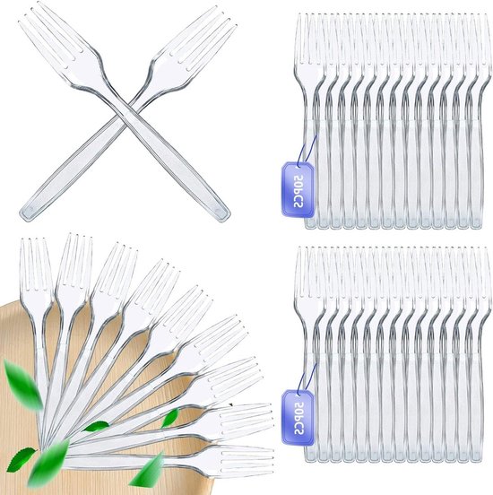 100 stuks herbruikbaar plastic bestek - vorken, messen, lepels ...