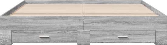 vidaXL - Bedframe - met - lades - bewerkt - hout - grijs - sonoma ...
