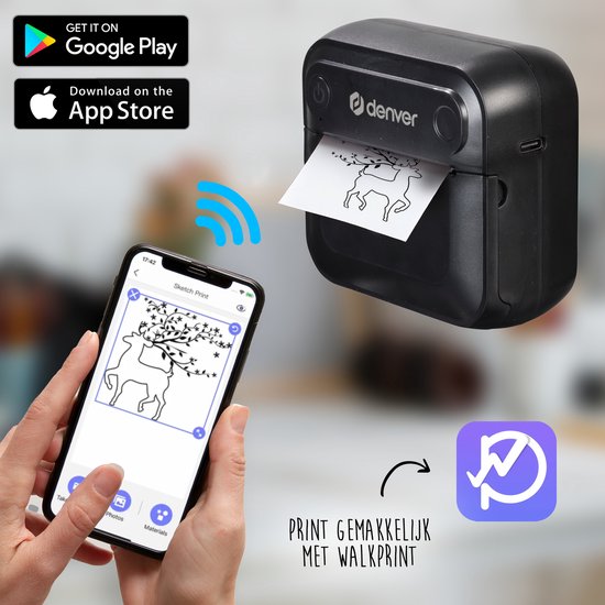 Denver Mini Pocket Printer - Sticker Printer - Thermisch Papier ...