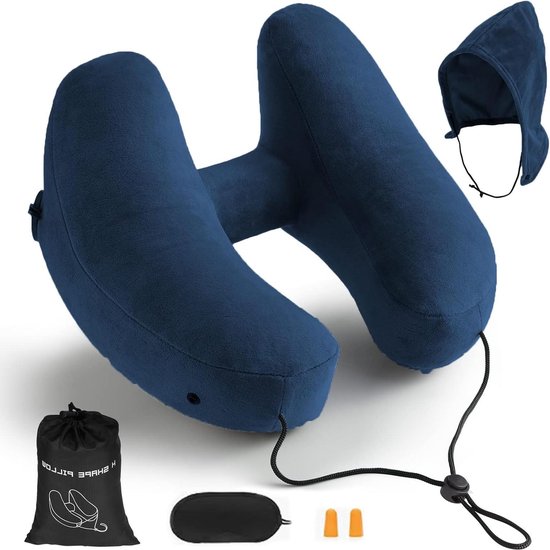 Opblaasbaar nekkussen voor perfecte ondersteuning van hoofd nek en kin ...