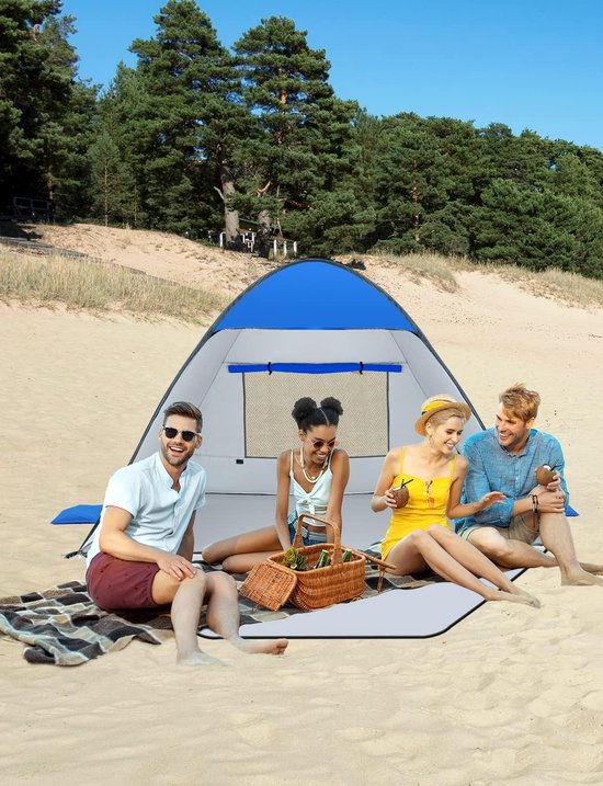 Strandtent pop-up strandtent met ritssluiting UV-bescherming 50 ...