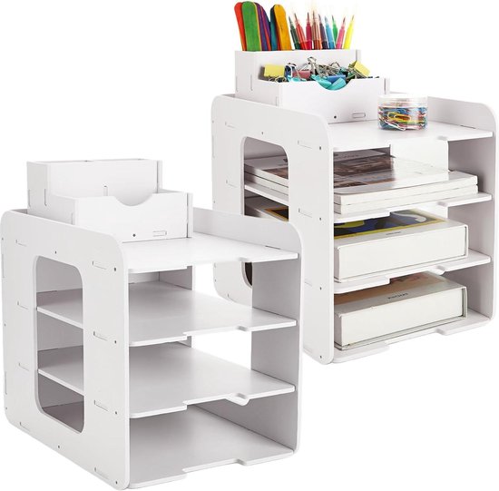 2 Pack Stackable Desk Organizers with A4 Storage Compartments - 4-Tier ...