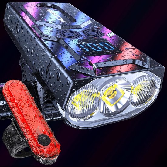 8000 lumen nachtfiets - 3 led-fietslampen - groot licht en dimlicht ...