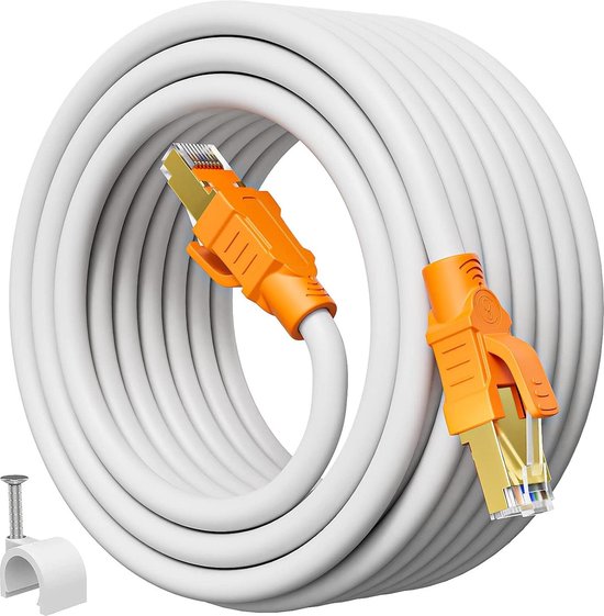 30FT Afgeschermde Cat 8 Ethernetkabel - Hoge Snelheid - Waterdicht ...