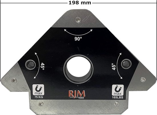Krachtige lasmagneet 75 kg - magnetische hoek - afmetingen L 198 x H ...