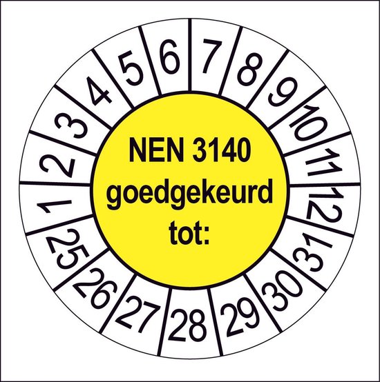 1200 Keuringsstickers NEN 3140 Goedgekeurd tot: Rond 35 mm Strips van 5 stuks Super... | bol