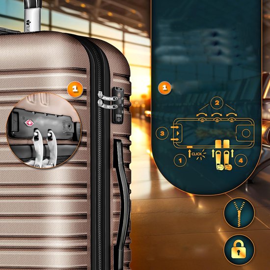 Sens Design Kofferset 3 delig - Koffer - M L en XL - Rose goud | bol