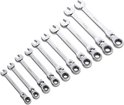 ringratelsleutelset - 10-delig - steek- en ringsleutel - met ratel en ...