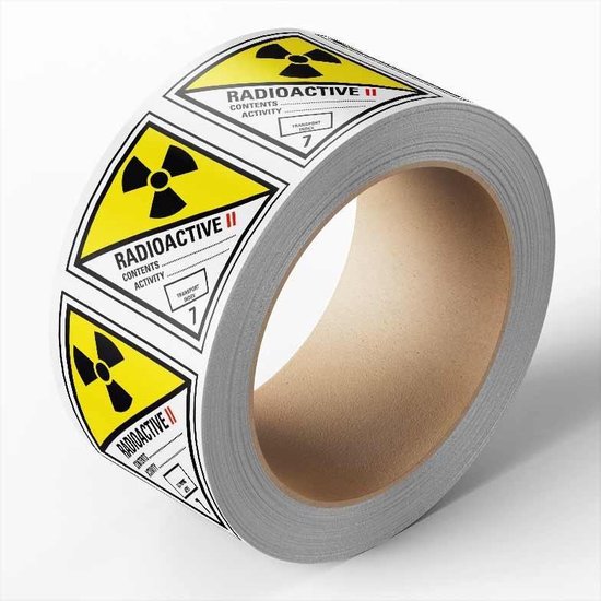 ADR klasse 7B sticker radioactief II, zelfklevend papier, 1000 op rol ...